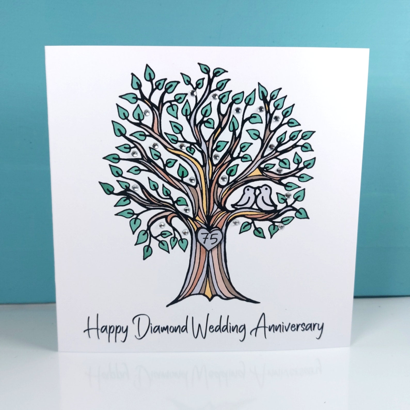 Diamond 75th Wedding Anniversary Card 75 Year Anniversary - Etsy