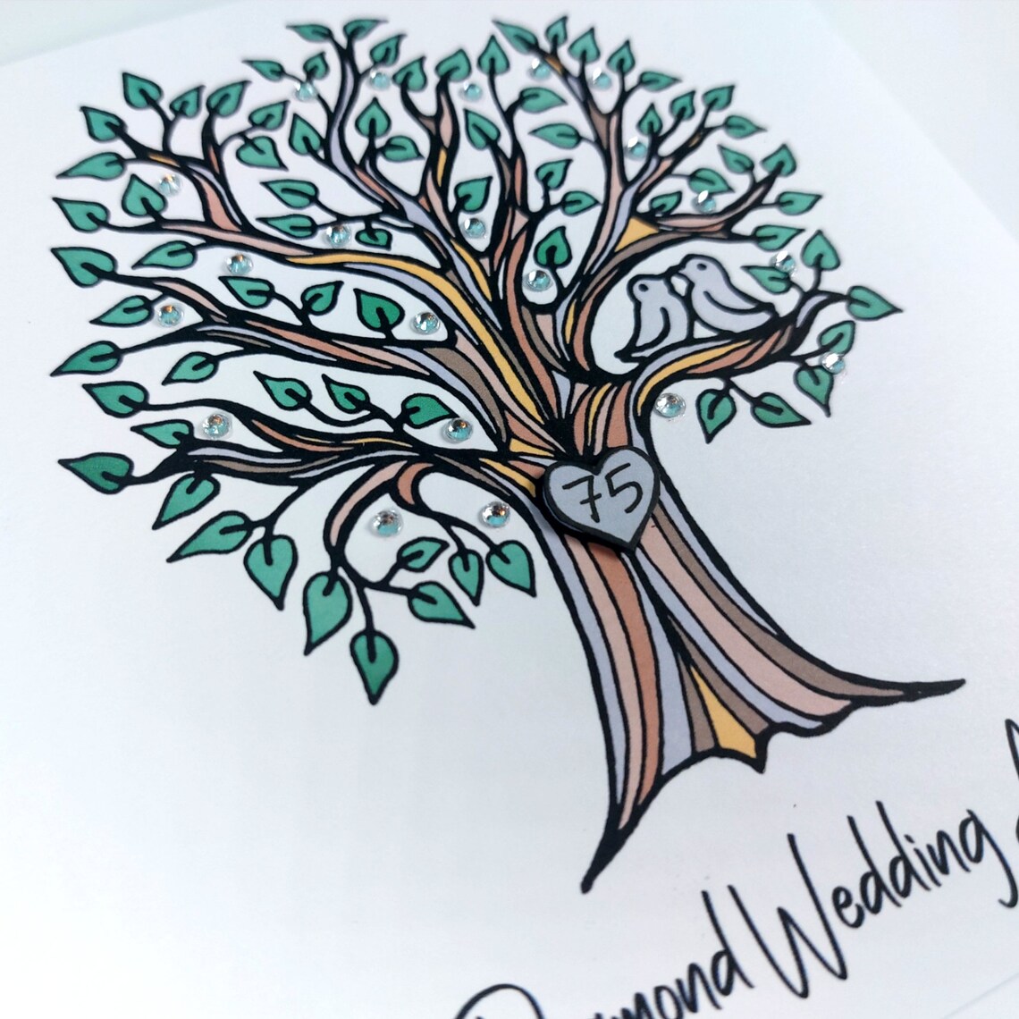 Diamond 75th Wedding Anniversary Card 75 Year Anniversary - Etsy