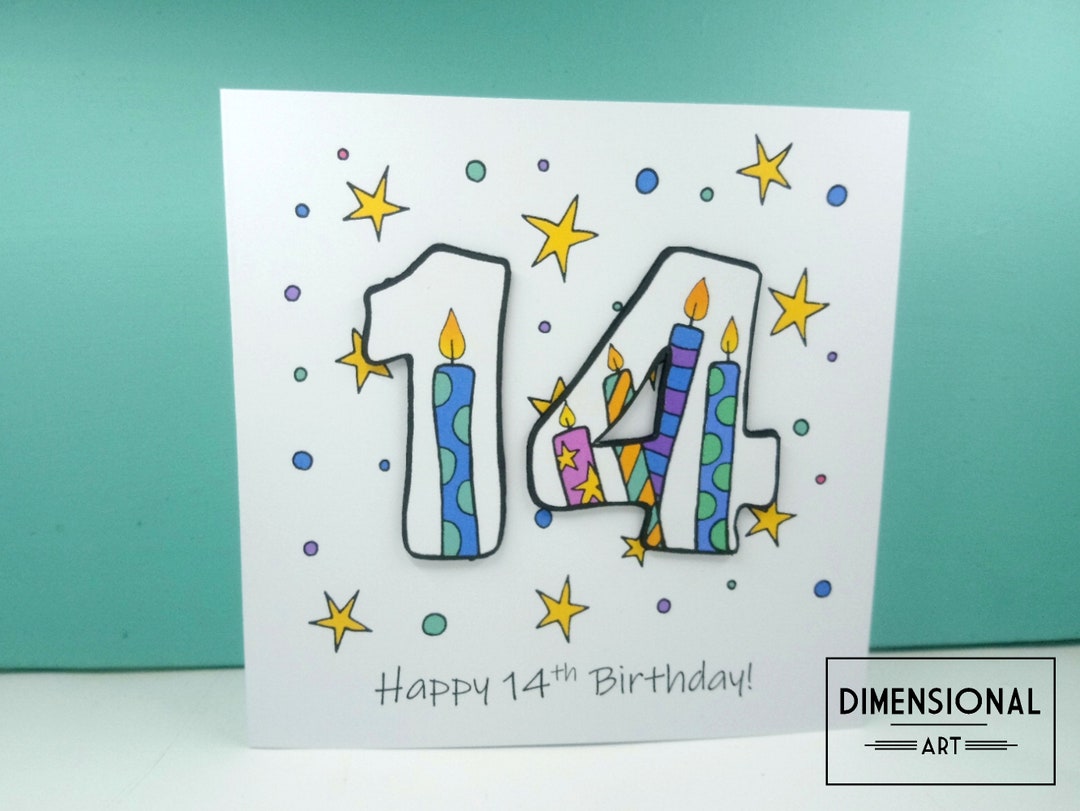 14th Birthday Card - Happy 14th Birthday - Fourteen Today - 14 ...
