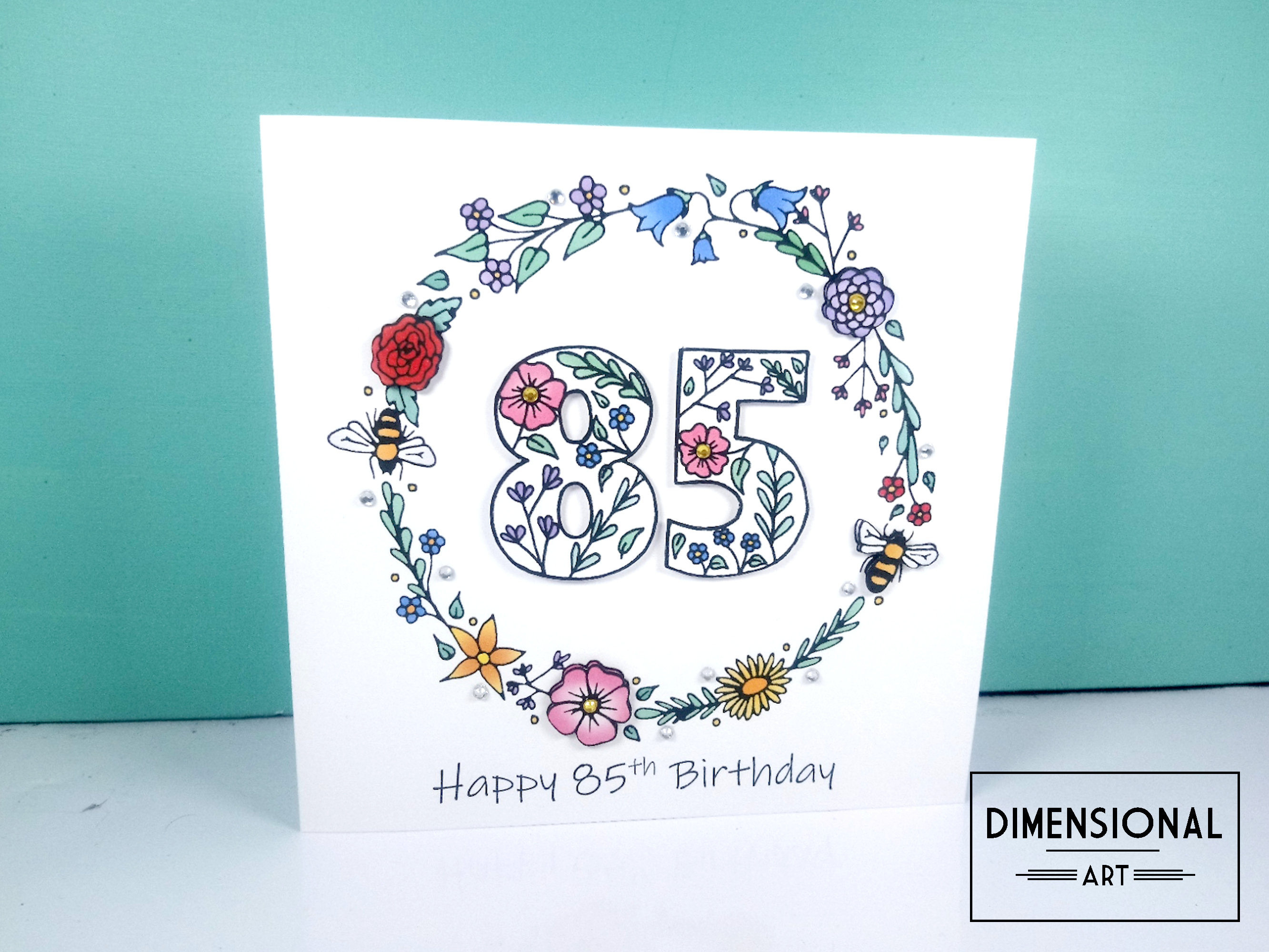 85th Birthday Card Flowers and Bees Happy 85th Birthday - Etsy UK