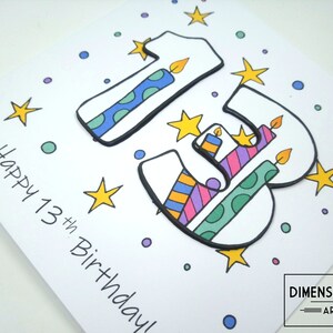 13th Birthday Card - Happy 13th Birthday - Thirteen Today - 13 ...