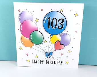 103rd Birthday Card - Etsy UK