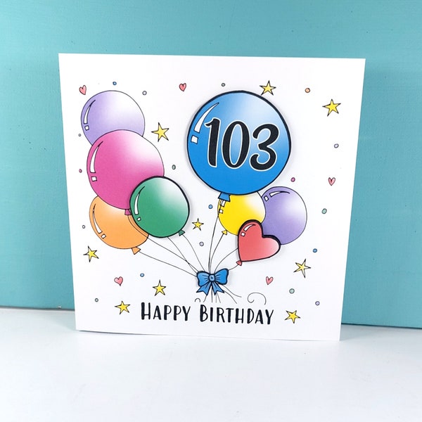103 Birthday Card - Etsy
