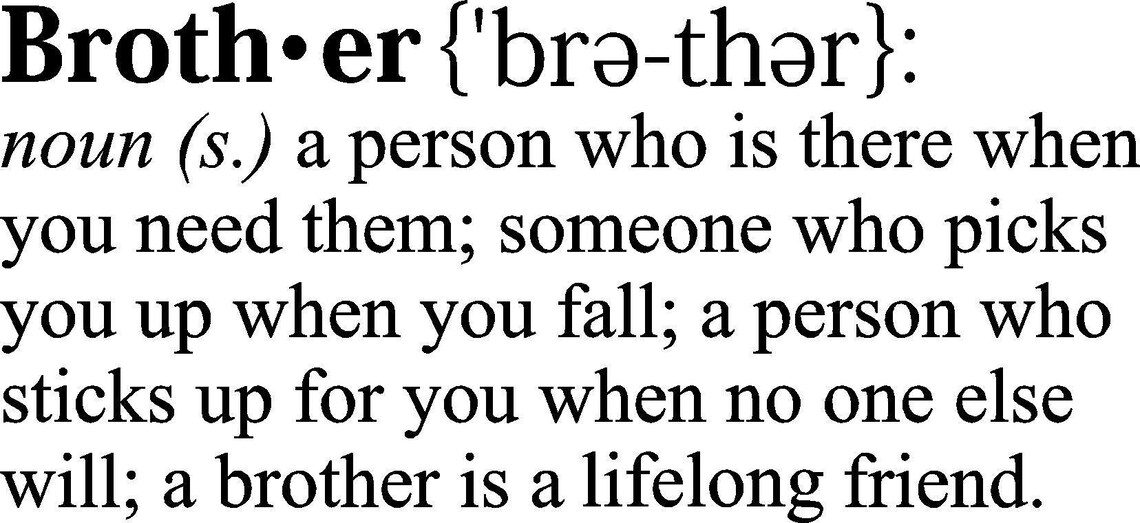 Brother Definition Wall Art Decal Inspirational Quote Home - Etsy