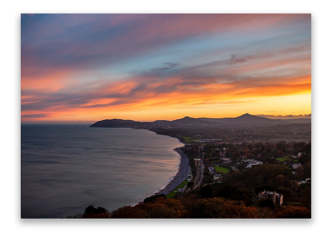 Killiney Bay Sunset Print, Dublin Irish Landscape, Wall Art (print Only ...