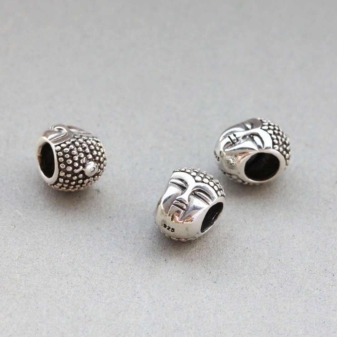 5 Sterling Silver Buddha's Face Bead 9mm Smiley Face Bead - Etsy