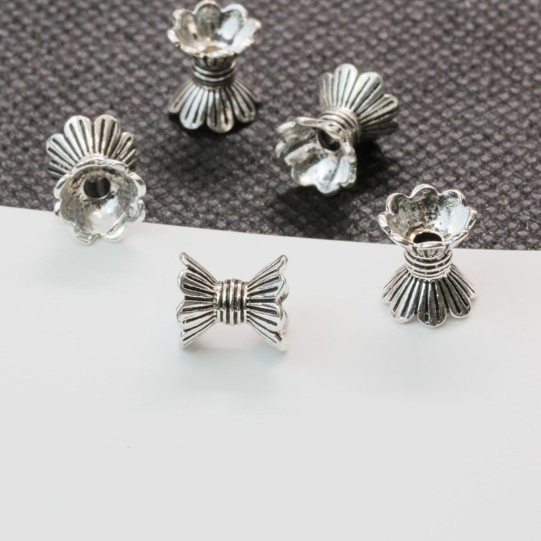 5 Sterling Silver Double-sided Bead Caps Finding for Jewelry Making - Etsy