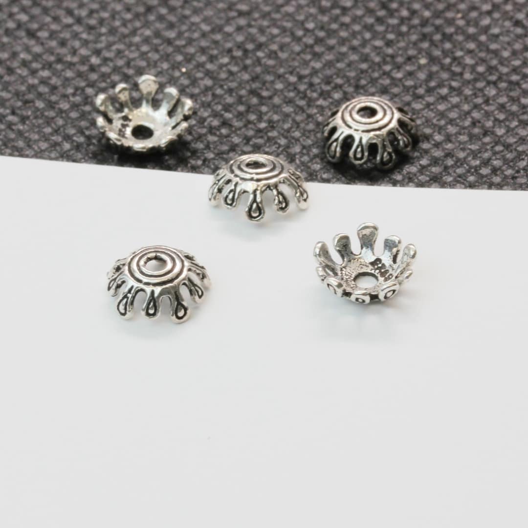 10pc Sterling Silver Oxidized Bead Caps 8 Mm Antique, Vintage, Bali ...