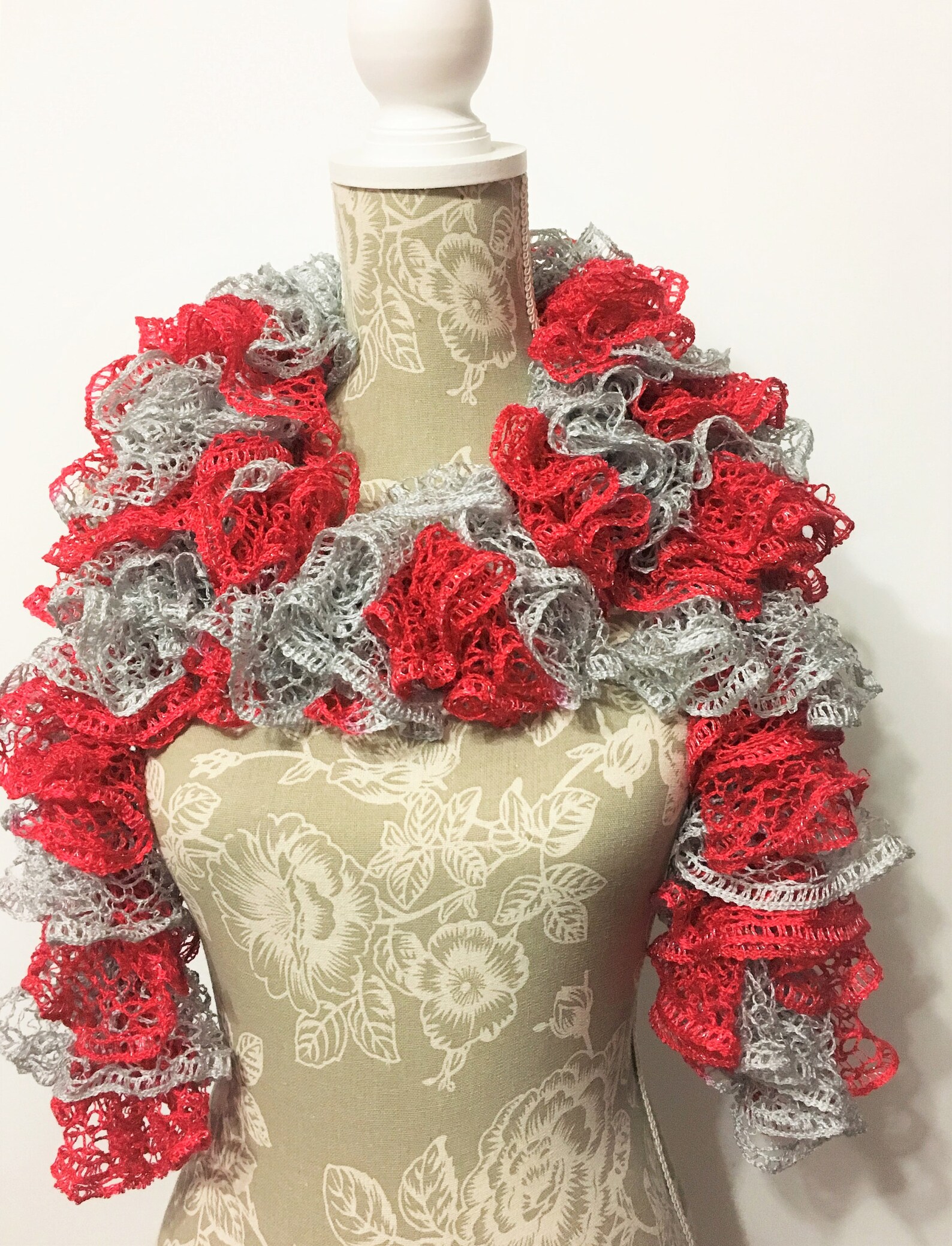 Crochet Ruffle Scarf Pink Scarf Fashion Scarf Frilly Scarf - Etsy