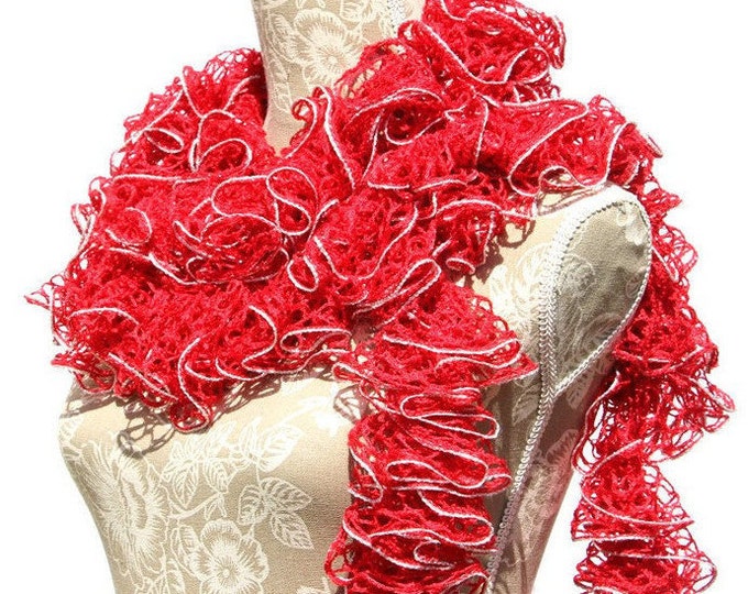 Red Crochet Scarf, Crochet Scarf, Sashay Scarf, Teacher Gifts, Handmade ...