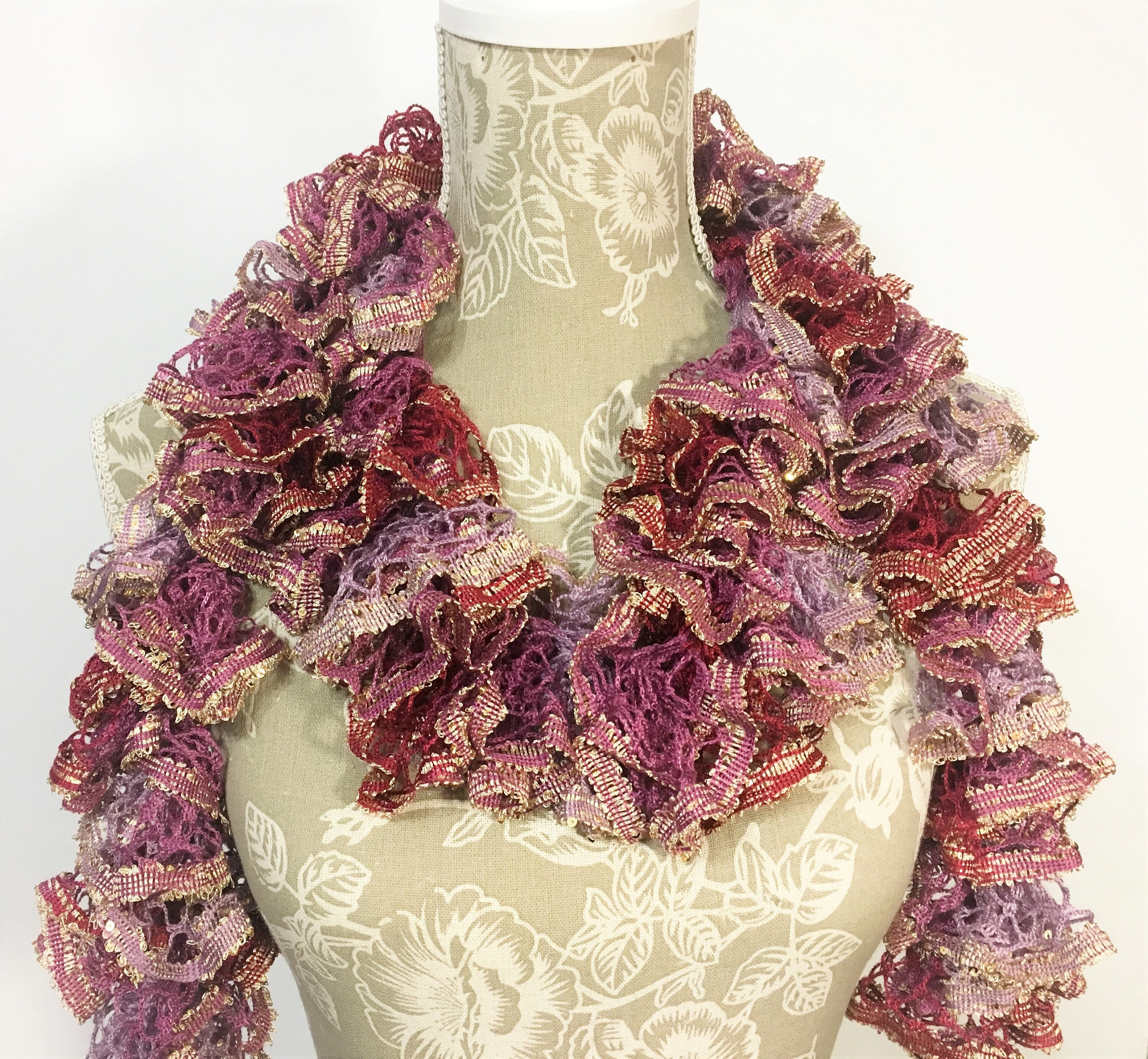 Mothers Day Gift, Crochet Ruffle Scarf, Red Scarf, Crochet Ruffle Scarf ...