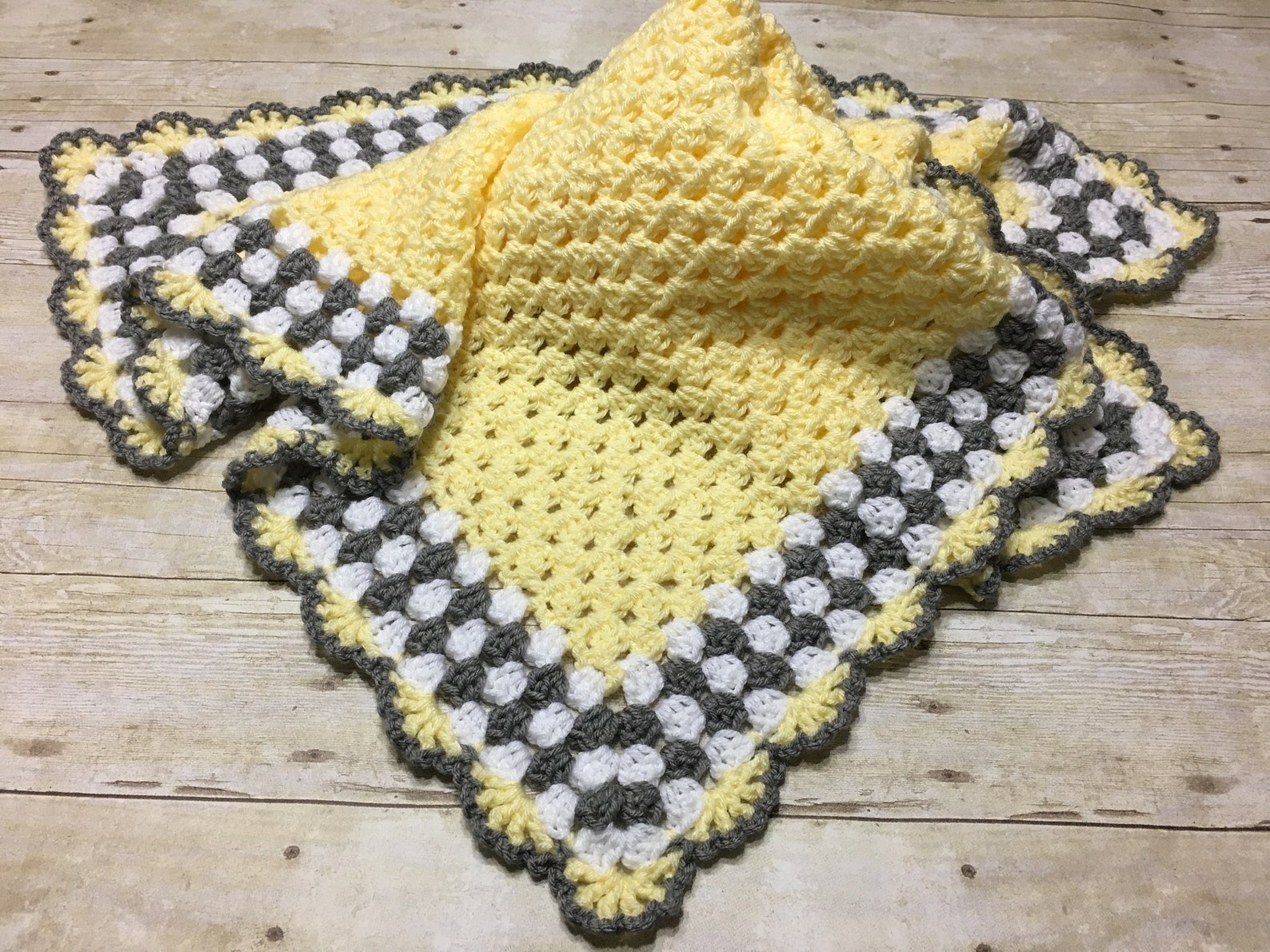 Yellow Grey Baby Blanket Yellow Baby Blanket Crochet Baby - Etsy