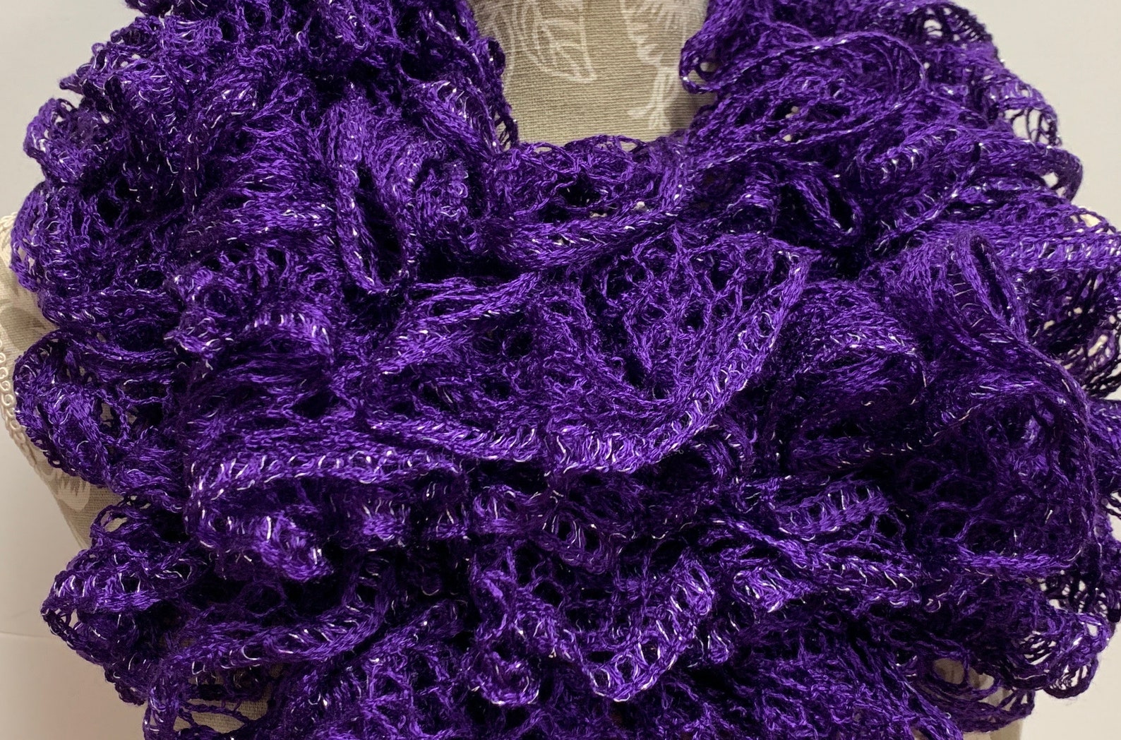 Bright Purple Crochet Scarf, Mothers Day Gift, Ruffle Scarf, Crochet ...
