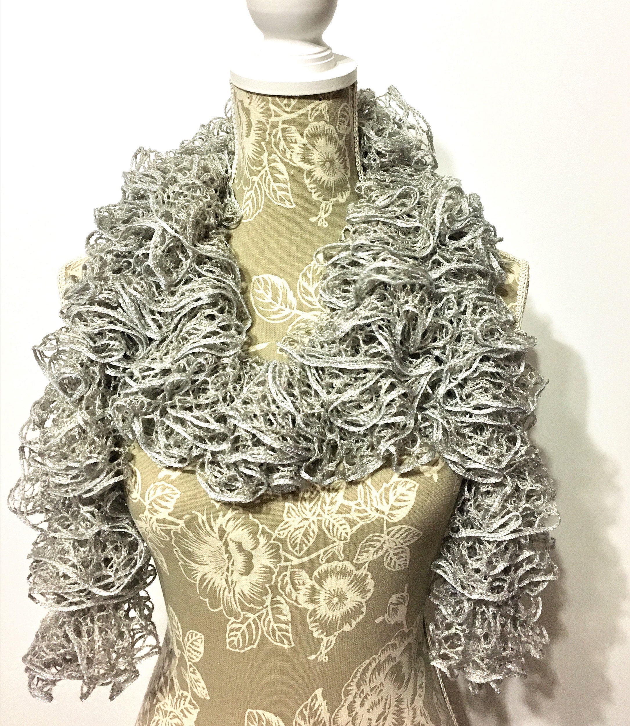 Bright Purple Crochet Scarf, Mothers Day Gift, Ruffle Scarf, Crochet ...