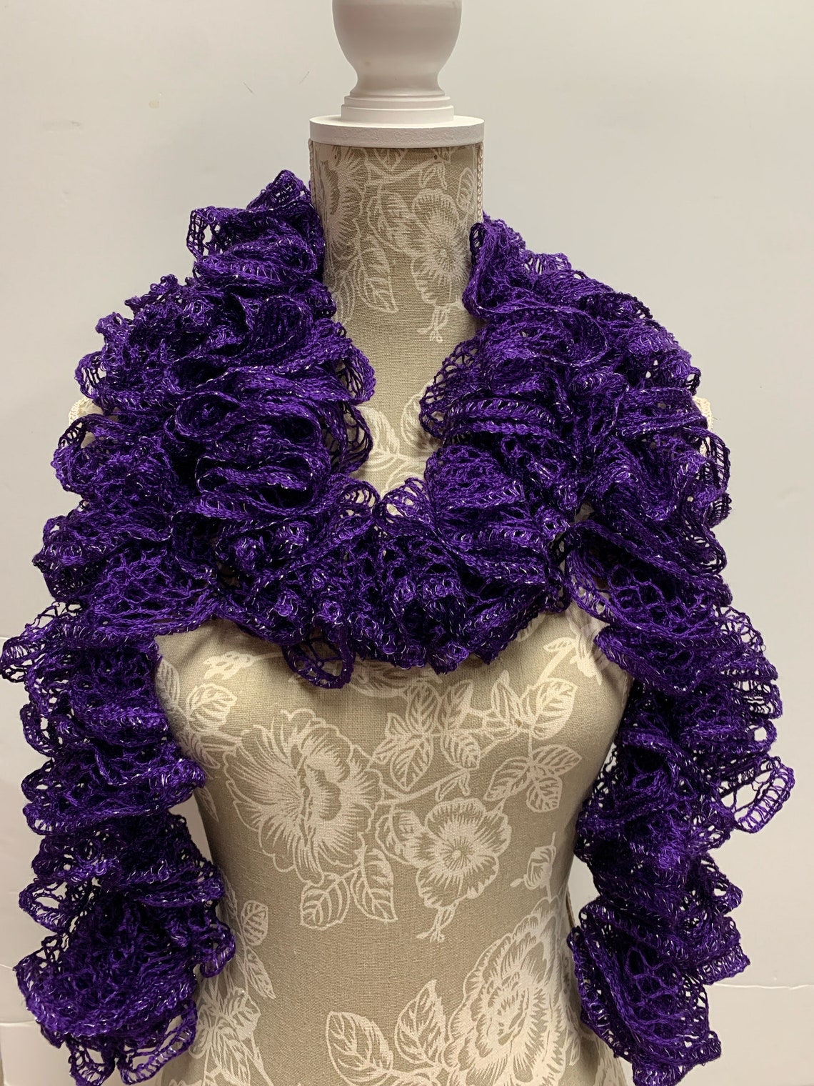 Bright Purple Crochet Scarf, Mothers Day, Frilly Ruffle Scarf, Gift for ...