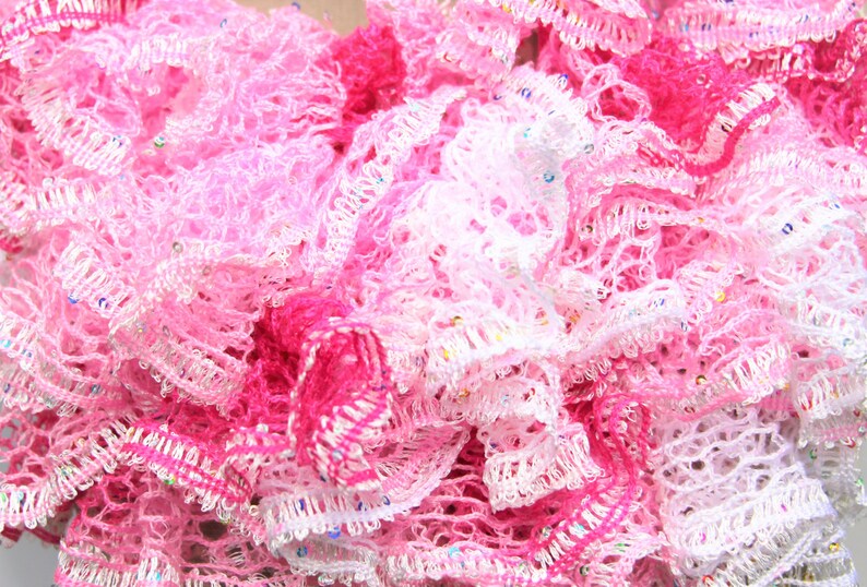 Crochet Ruffle Scarf Pink Scarf Fashion Scarf Frilly Scarf - Etsy