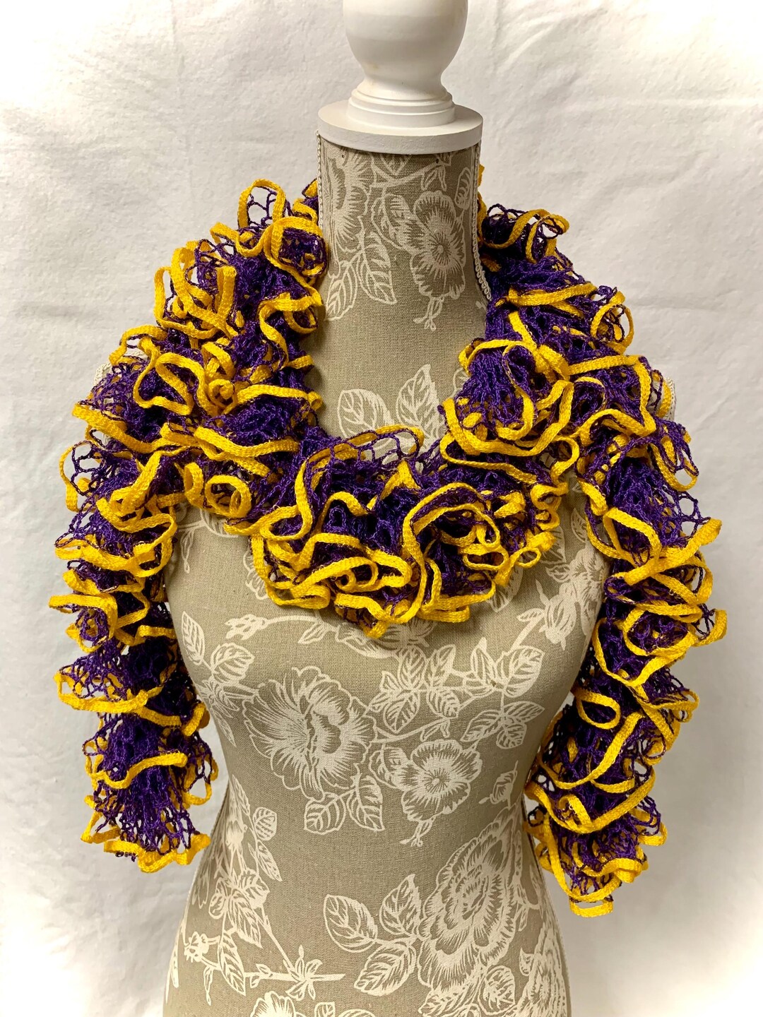 Purple Gold Crochet Ruffle Scarf, Fashion Frilly Scarf - Etsy
