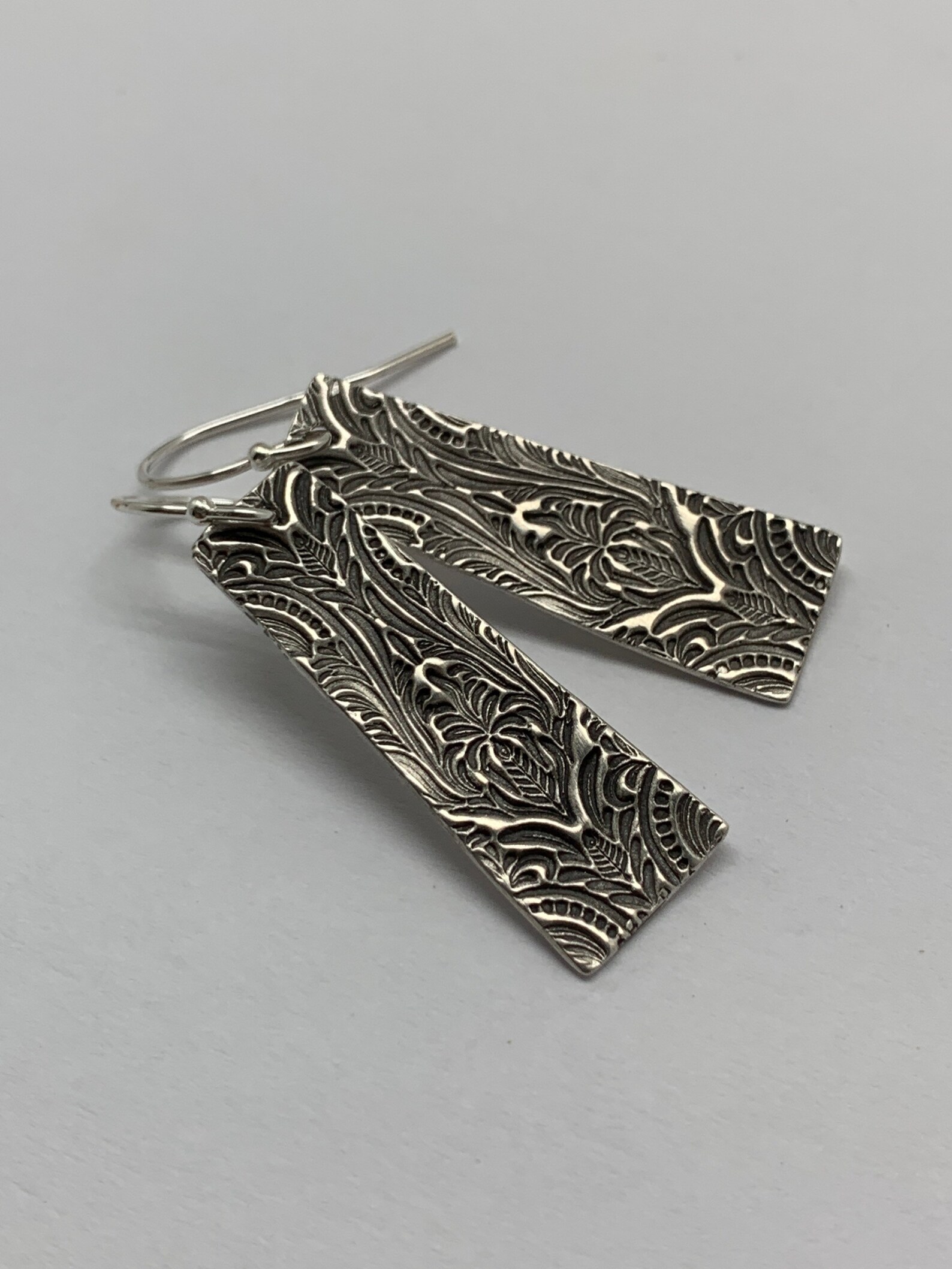 Modern Silver Bar Art Nouveau Style Geometric Silver Earrings Silver ...