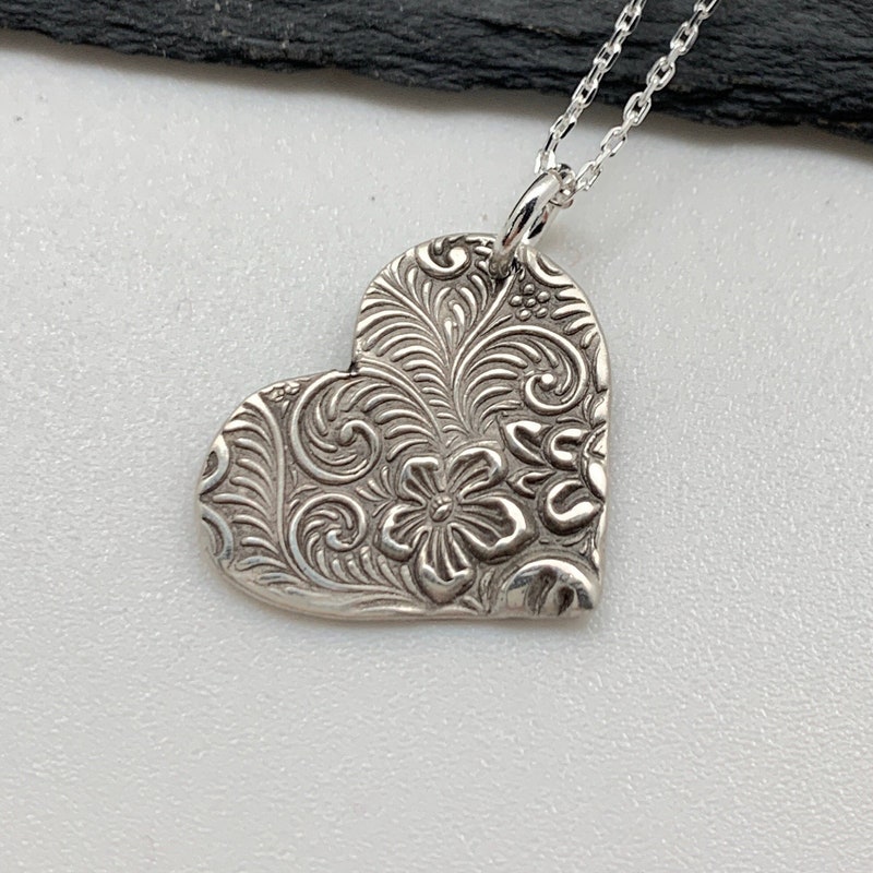 Silver Heart Necklace - Etsy