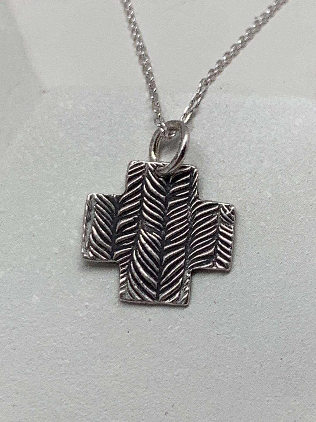 Tiny Modern Feather Cross Silver Necklace Silver Cross Feather Pendant ...