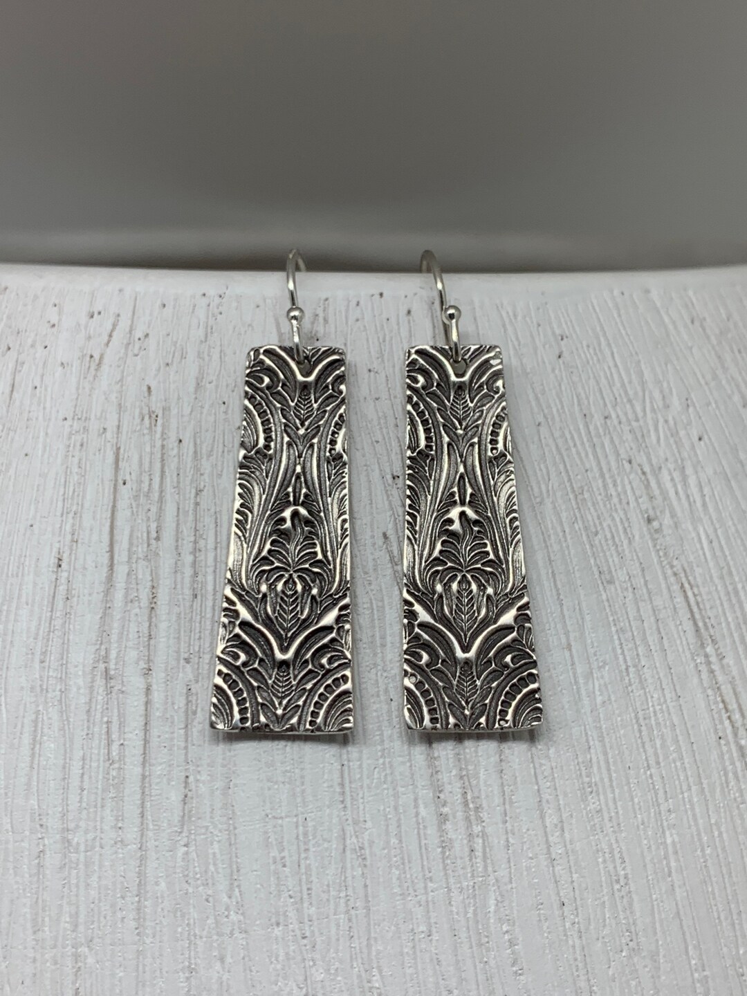 Modern Silver Bar Art Nouveau Style Geometric Silver Earrings Silver ...