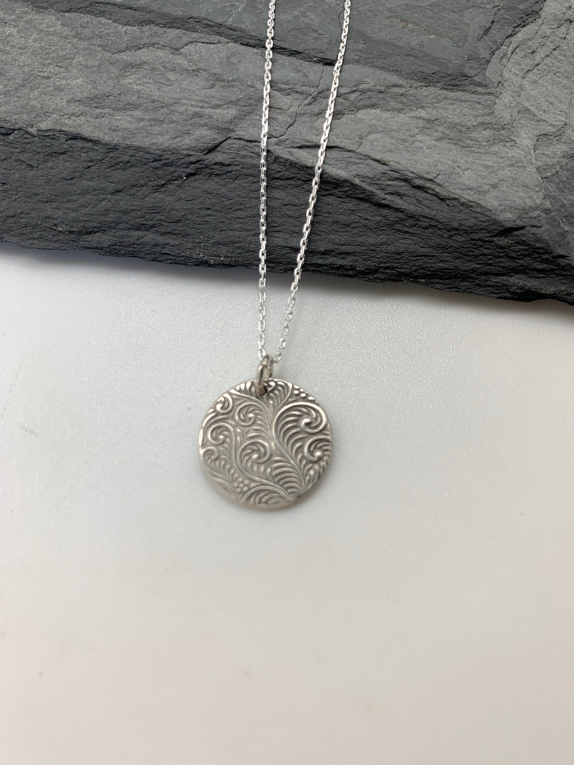 Unique Tiny Circle Silver Necklace Silver Round Pendant Necklace Silver ...