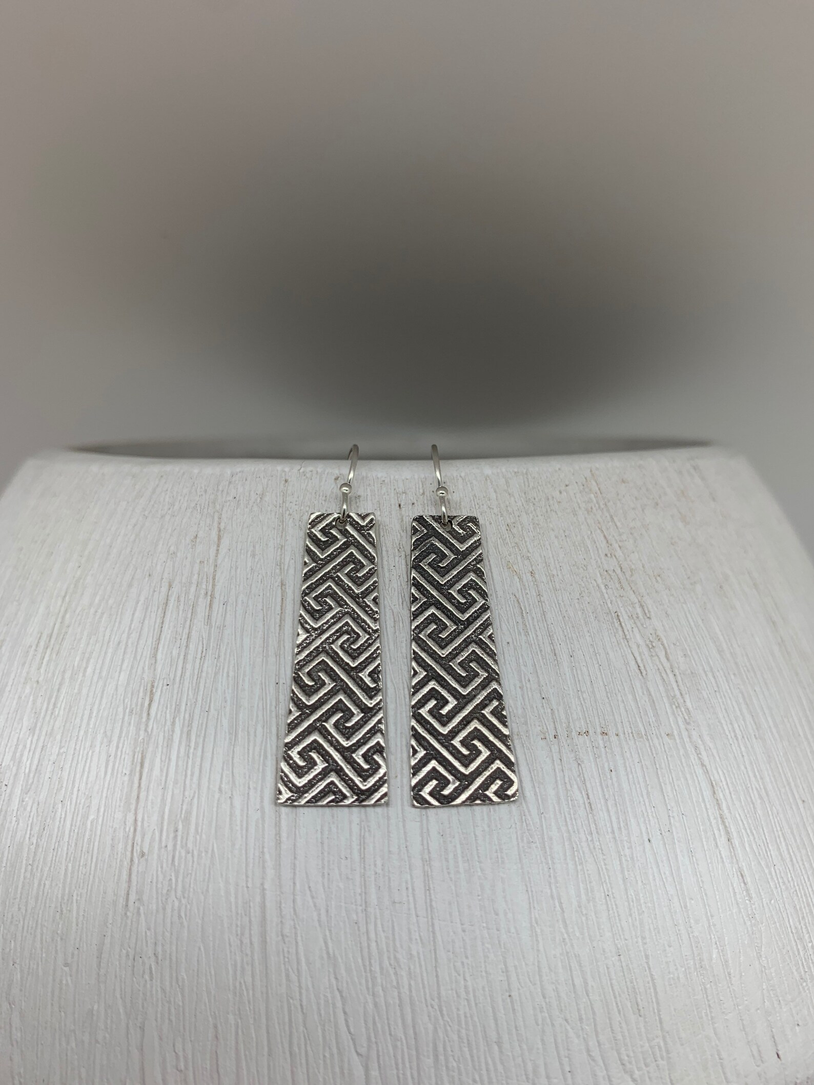 Modern Silver Bar Greek Key Geometric Silver Earrings Silver Modern ...