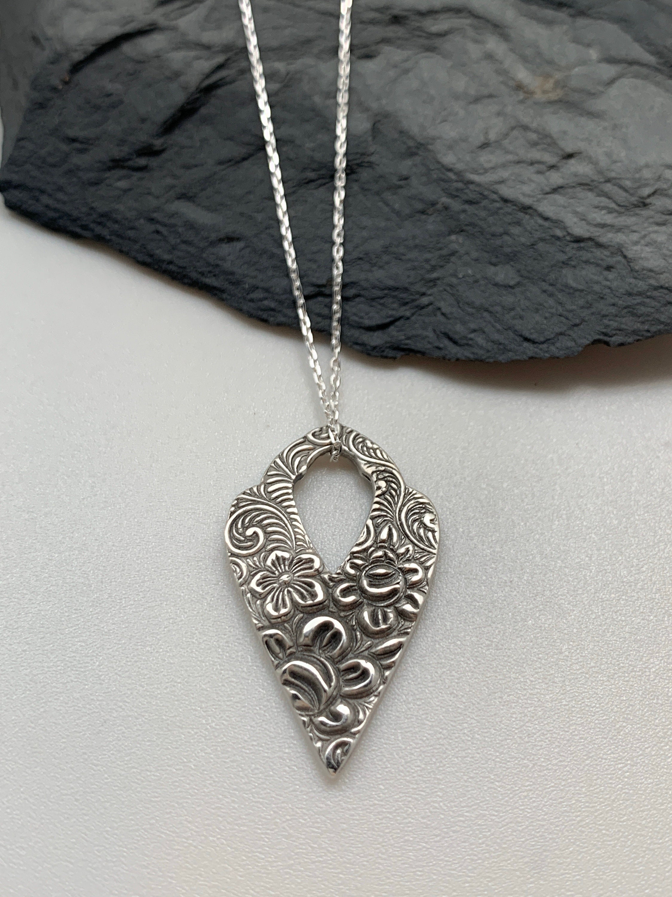 Silver Leaf Necklace Silver Flower Jewelry Sterling Silver Charm ...