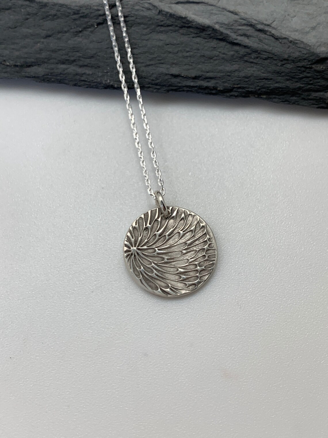 Unique Tiny Circle Silver Necklace Silver Round Pendant - Etsy