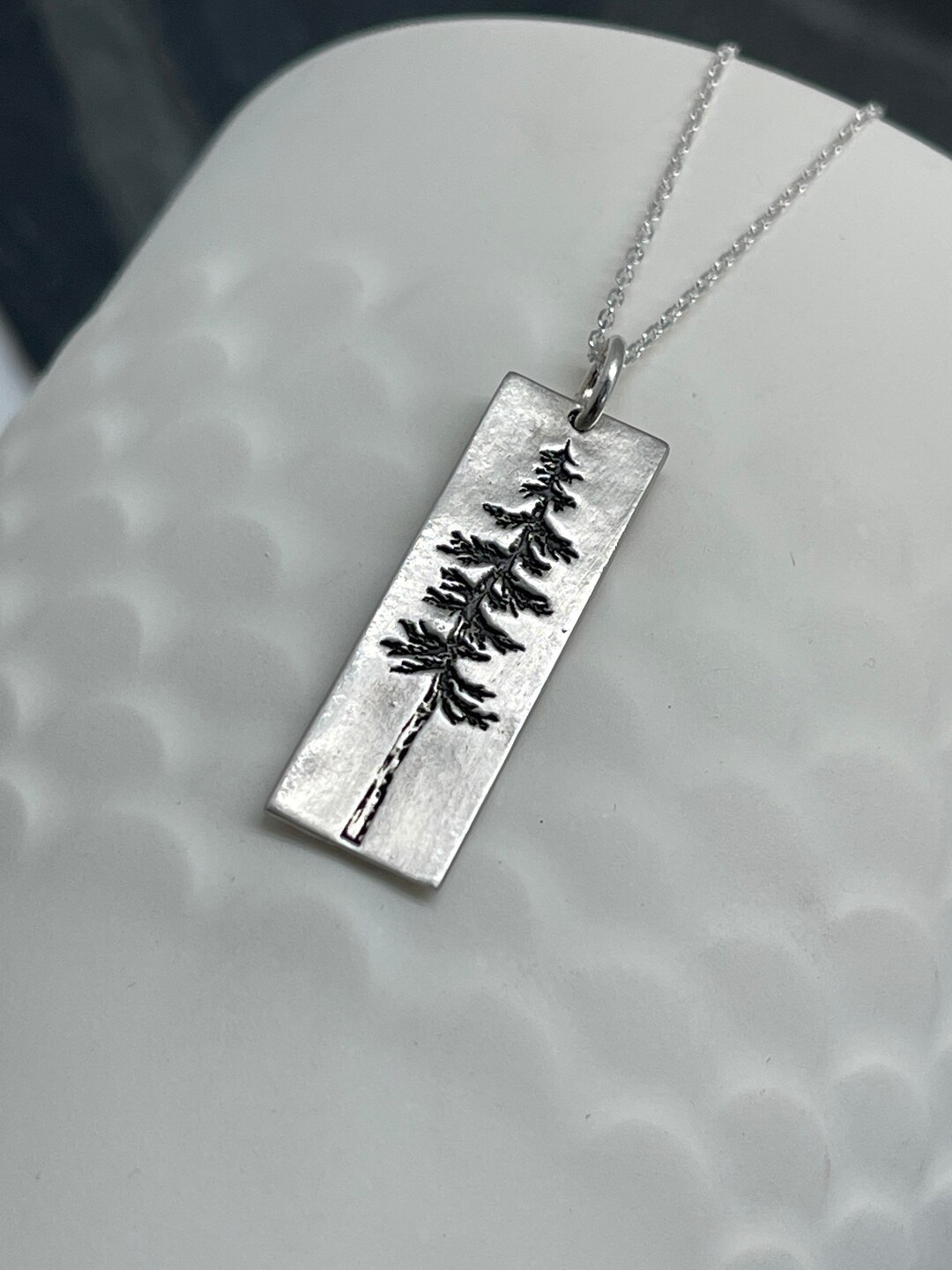 Tree of Life Bar Necklace • Sterling Silver Evergreen Tree Necklace ...