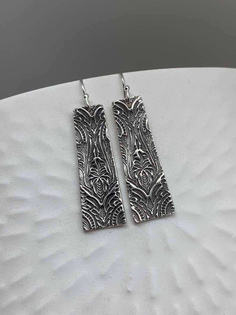Modern Silver Bar Art Nouveau Style Geometric Silver Earrings Silver ...