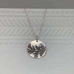Tiny Modern Floral Circle Silver Necklace Round Silver Leaf Pendant ...