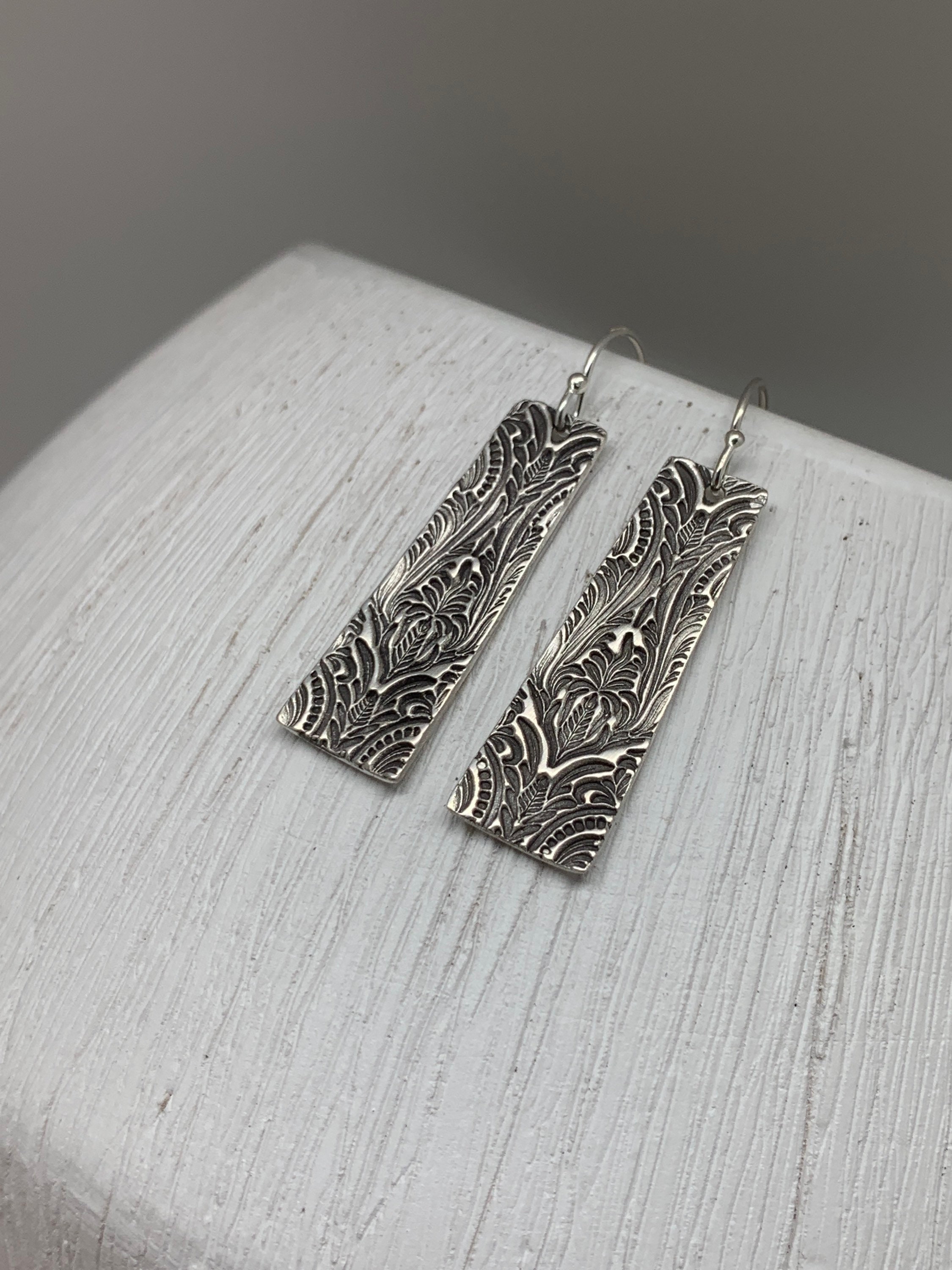 Modern Silver Bar Art Nouveau Style Geometric Silver Earrings Silver ...