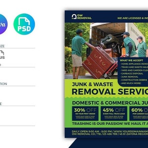 Junk Removal Services Flyer Template | Canva Template | Flyer Editable ...