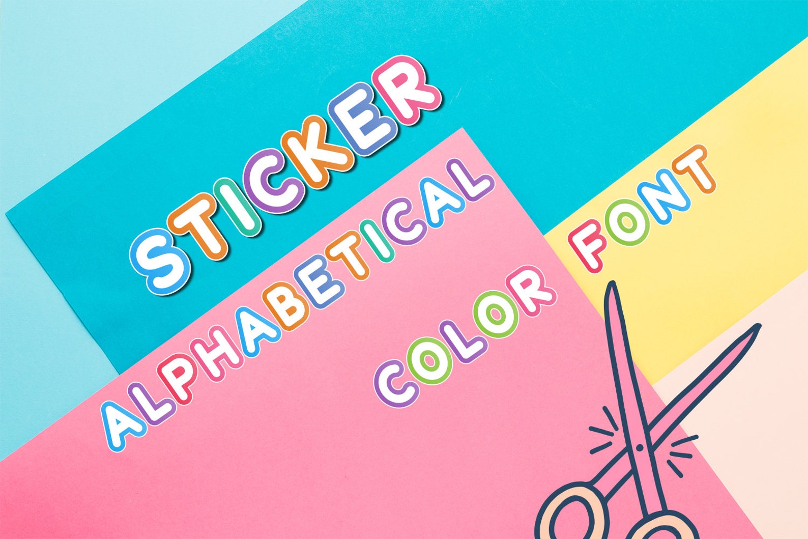 Sticker Alphabetical Font / Sticker Font / Sticker Lettering / Sticker ...