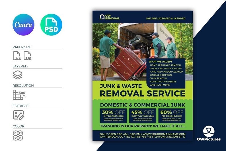 Junk Removal Services Flyer Template Canva Template Flyer Editable ...