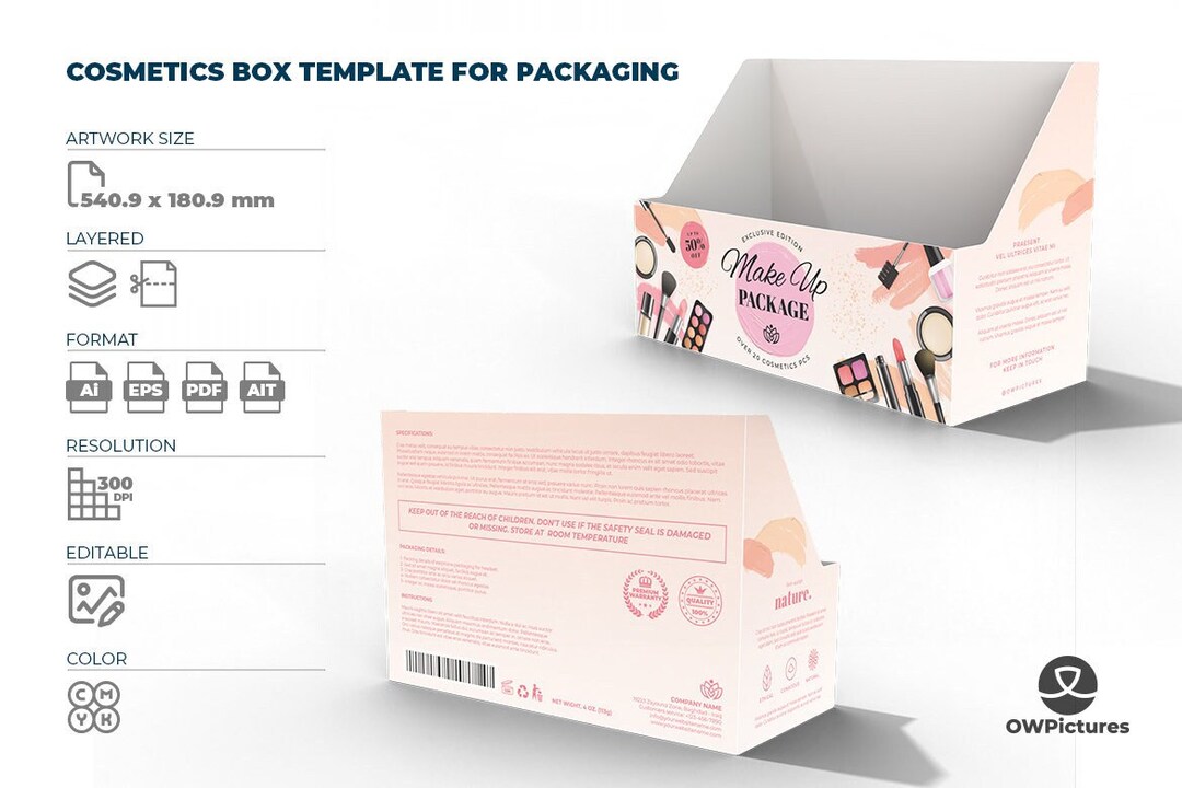 Cosmetics Box Template for Packaging | Gift Box Template for Packaging ...