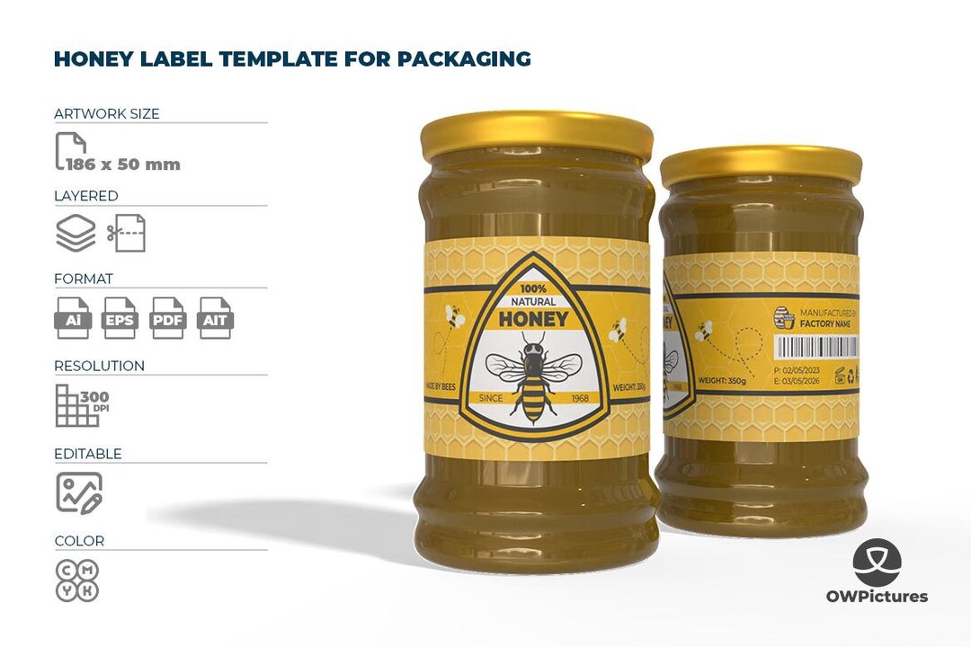Honey Label Template for Packaging | Label Template | Badge Template ...