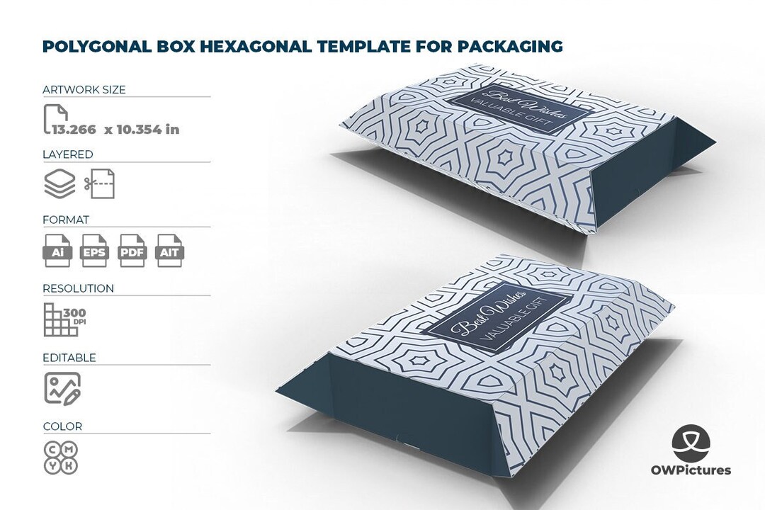 Polygonal Box Hexagonal Template for Packaging | Gift Box Template for ...