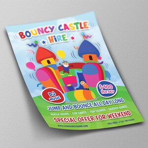 Printable Bouncy Castle Hire Flyer Template | Poster Template | Flyer ...