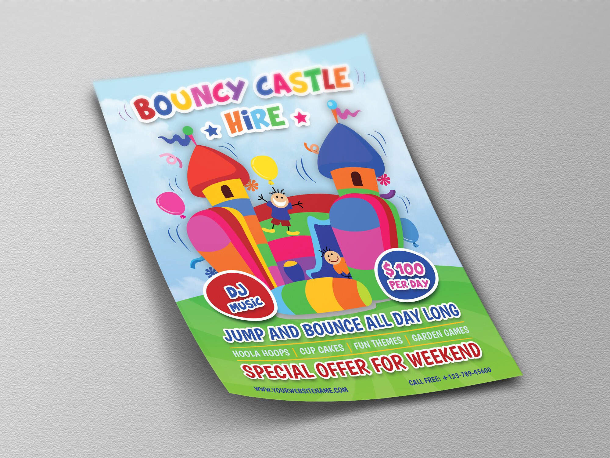 Printable Bouncy Castle Hire Flyer Template Poster Template Flyer ...