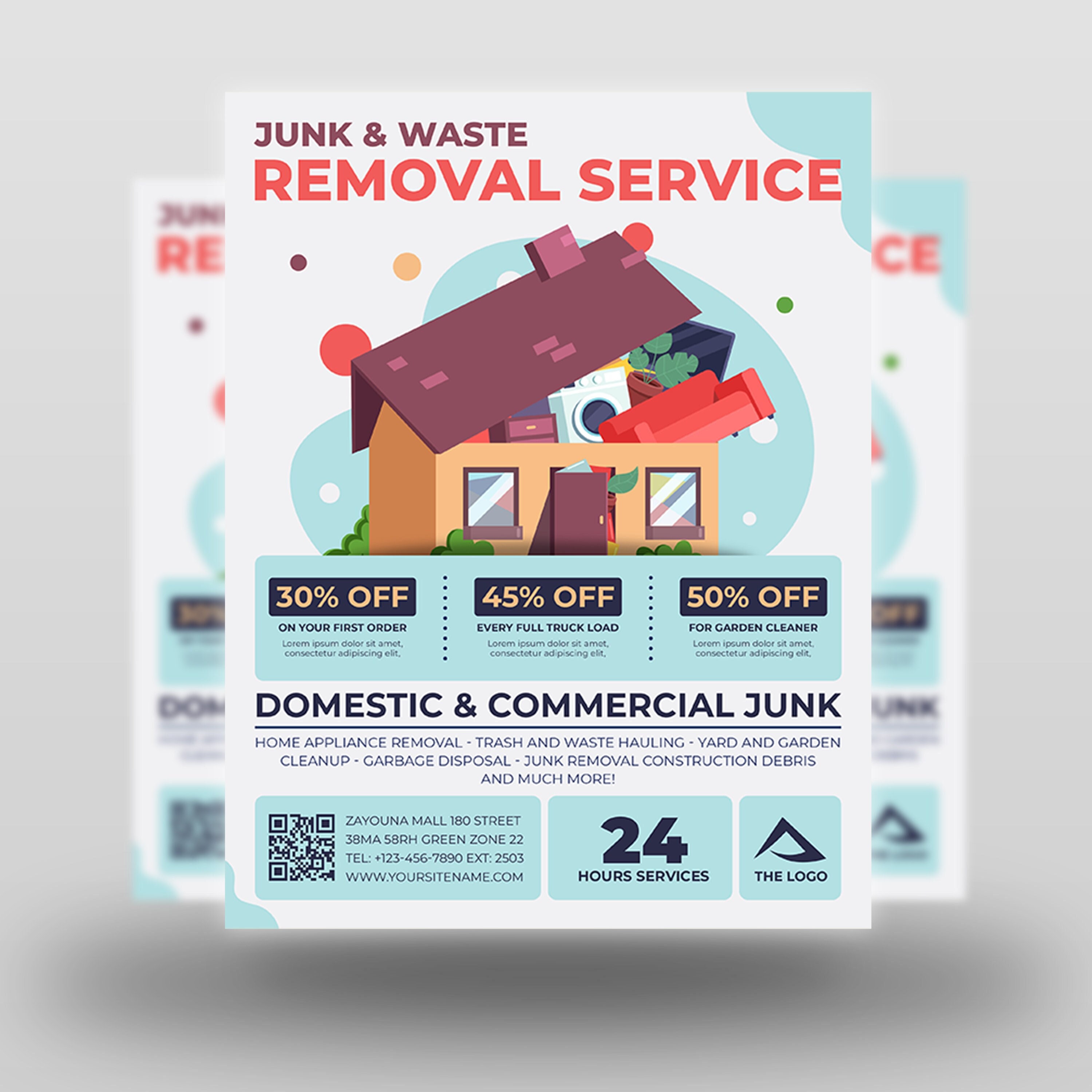 Junk Removal Services Flyer Template | Canva Template | Flyer Editable ...
