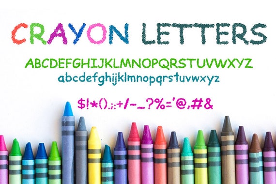 Crayon Letters Font Crayon Digital Font Kids Font School | Etsy