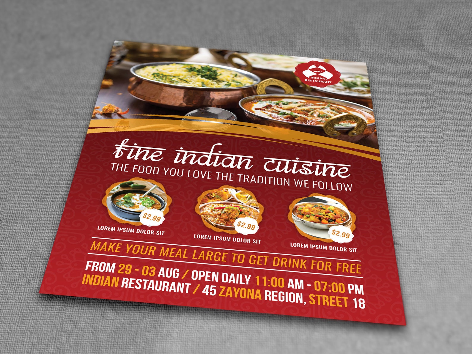 Printable Indian Restaurant Flyer Flyer Template Flyer | Etsy