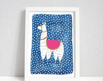 Llama Cactus Print Llama Gift Cactus Decor Baby Shower Alpaca