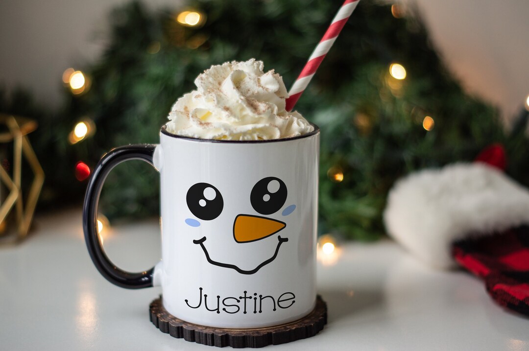 Secret Santa Gift, Snowman Face Mug, Personalized Hot Chocolate Mugs ...