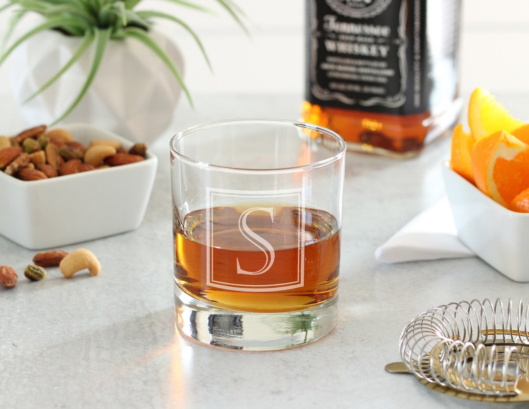 Etched Bourbon Glasses Custom Whiskey Glass Personalized Whiskey