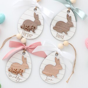 Personalized Rustic Wooden Easter Basket Tag, Custom Kids Easter Tag ...