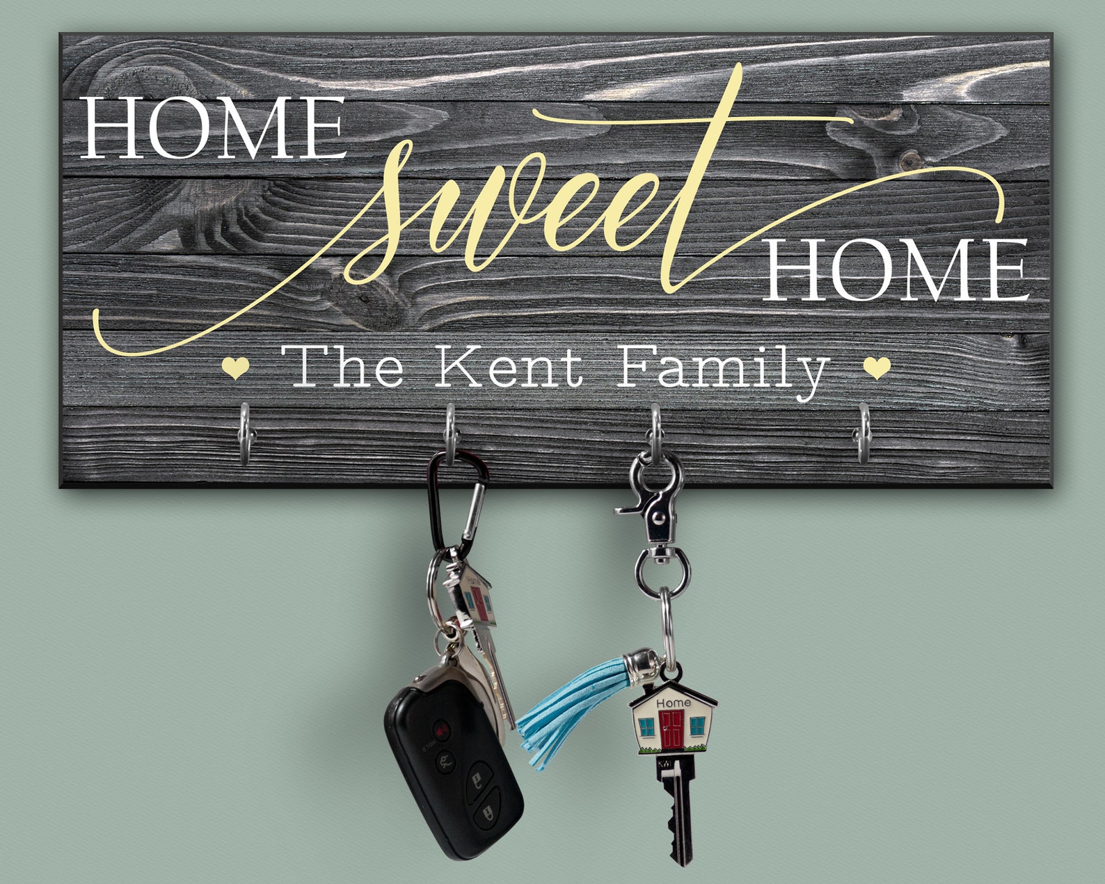 Home Sweet Home Personalized Key Ring Holder for Wall Key - Etsy