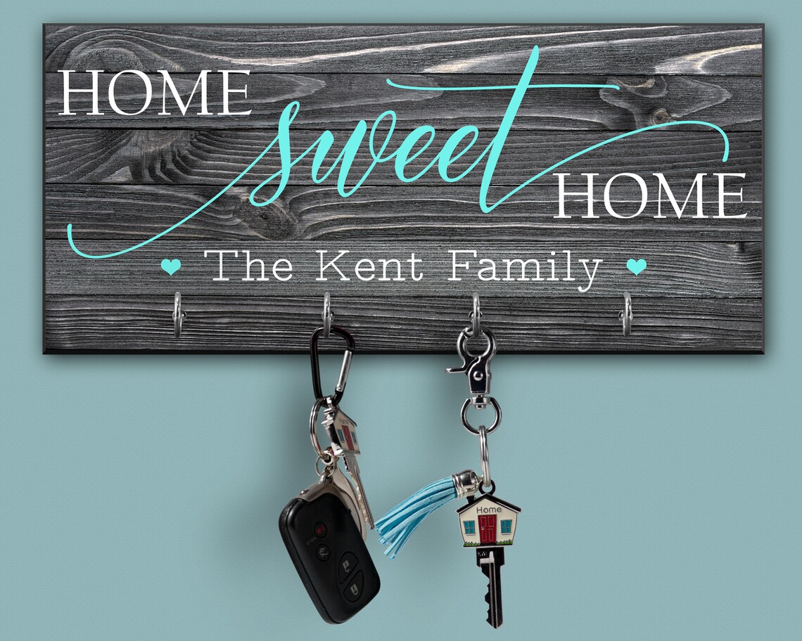Home Sweet Home Personalized Key Ring Holder for Wall Key - Etsy